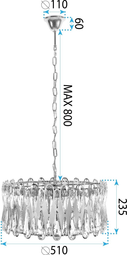 Toolight Toolight, křišťálové závěsné svítidlo 8xE14, APP1718-CP, zlatá, OSW-04340