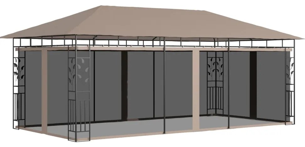Altán s moskytiérou 6 x 3 x 2,73 m taupe 180 g/m²