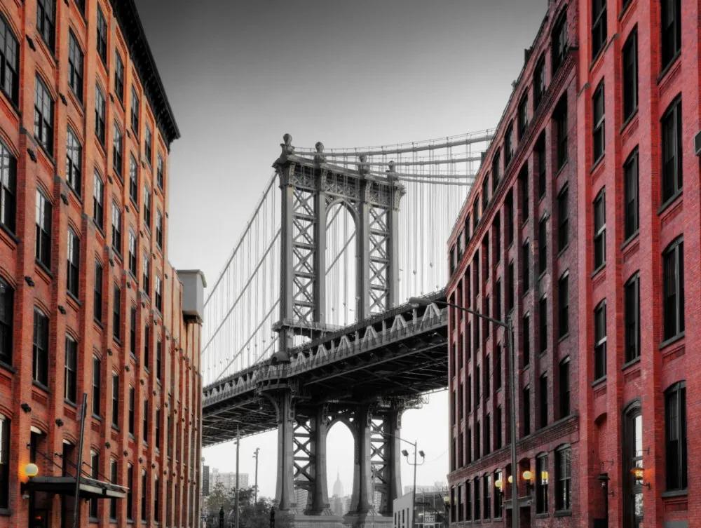 Vícedílný obraz Pohled Na Manhattan Bridge Z Washington Street Nedostatek Nedostatek Přírodní plátno 120x90