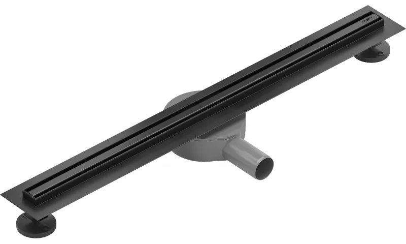 Mexen Flat nerezový sprchový žlab s rotačním 360° sifonem 60 cm, vzor SLIM, černá, 1741060