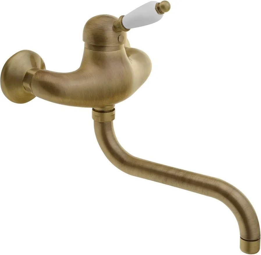Sapho Sapho, KIRKÉ WHITE nástěnná baterie, bílá páčka, bronz, KI15BB