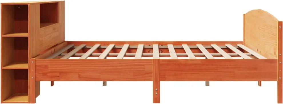 Postel s knihovnou bez matrace 200 x 200 cm masivní borovice 3323055