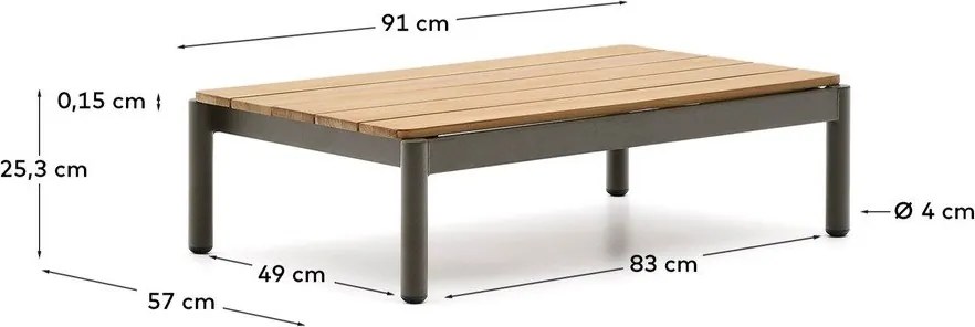 Zahradní konferenční stolek z teakového dřeva 57x91 cm Sorells – Kave Home