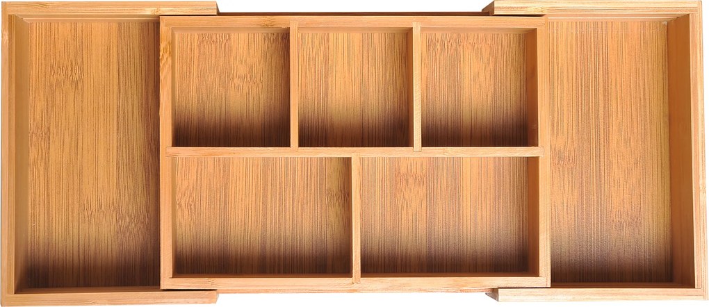 HOMCOM Úložný box Organizér box zásuvky, výsuvný organizér, bambus, přírodní, 24,6 x 17,6 x 7 cm| Aosom