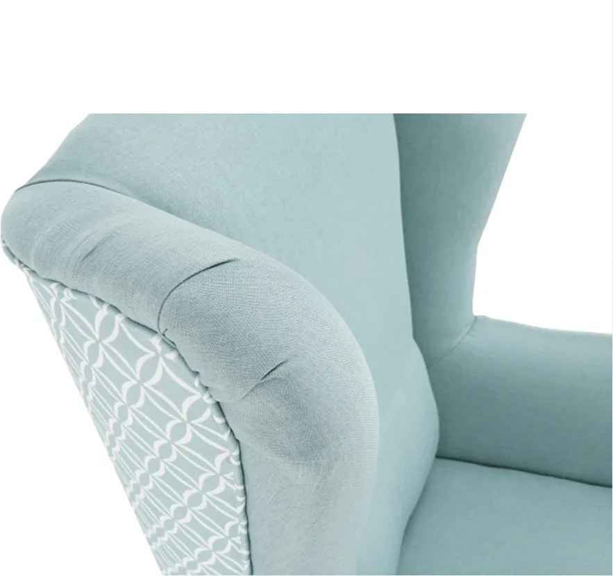 Kondela Designové křeslo, látka mentolová/vzor, BELEK