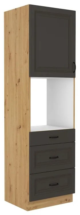 Vysoká kuchyňská skříňka pod troubu se zásuvkami Retroline 60 DPS-210 3S 1F, Barva: bílá