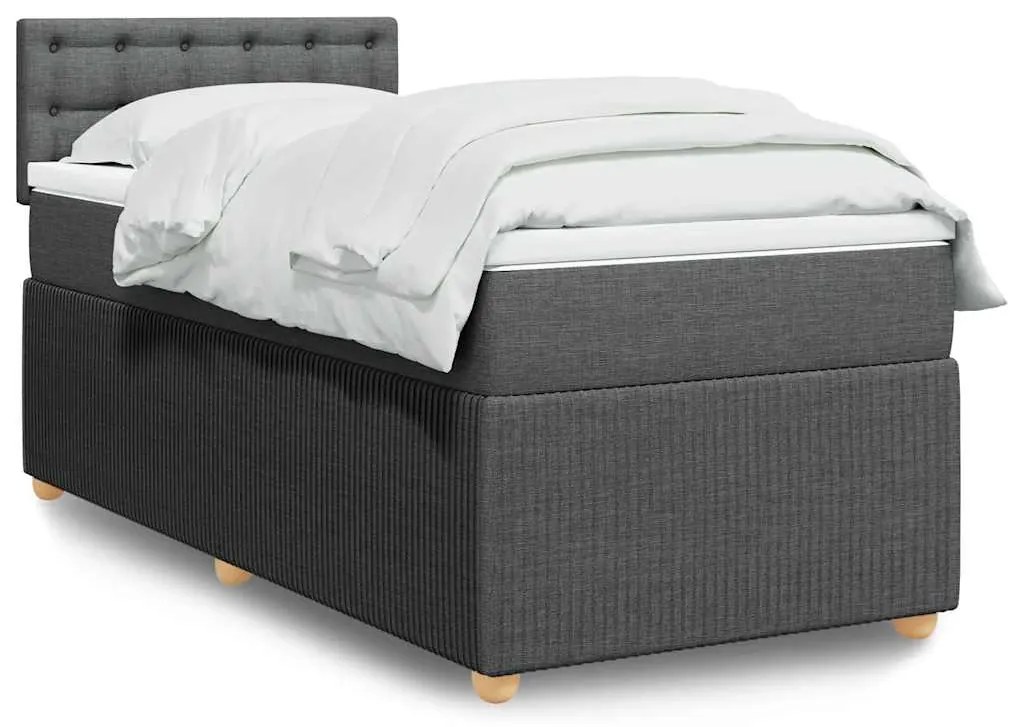 Box spring postel s matrací tmavě šedá 90x200 cm textil 3287354