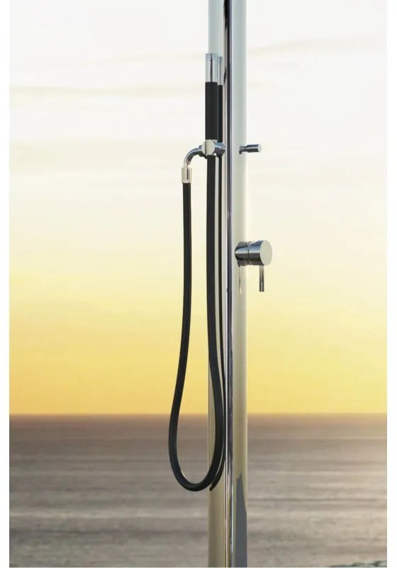 Fontealta Bazénová sprcha Twiggy COLD broušený nerez s ruční sprchou boční vložka pro dešťovou sprchu