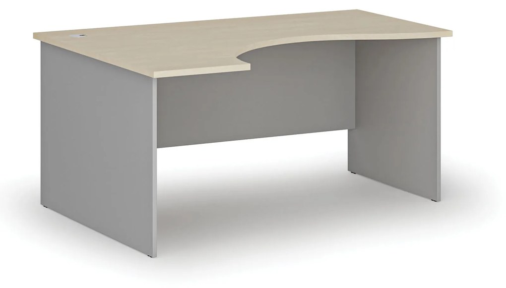 Ergonomický kancelářský pracovní stůl PRIMO GRAY, 1600 x 1200 mm, levý, šedá/buk