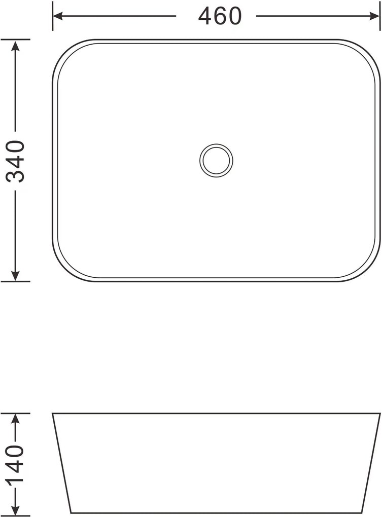 Aqualine keramické umyvadlo na desku 46 x 34 cm bílá 46341