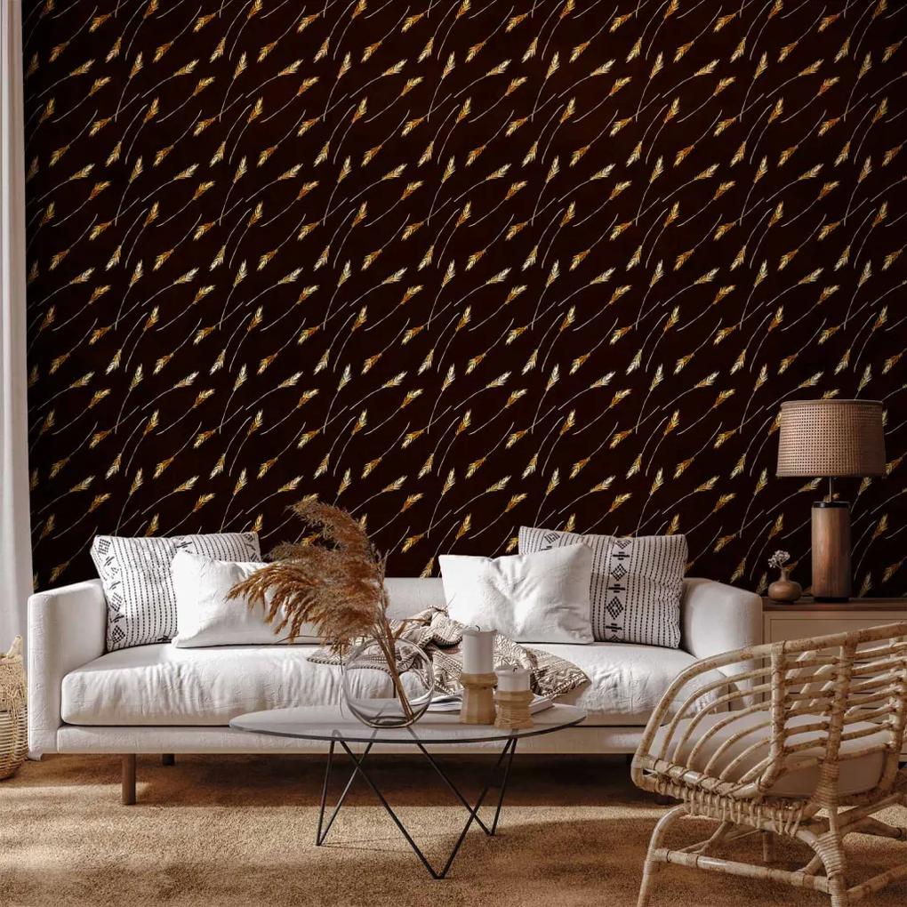 Fototapeta Zlatá vlna - abstraktní jednotný vzor s motivem polních klásků