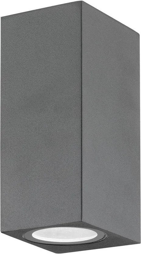 NV 710042 Venkovní nástěnné svítidlo NERO tmavě šedý hliník skleněný difuzor GU10 2x7W 220-240V IP54 bez žárovky světlo nahoru a dolů - NOVA LUCE