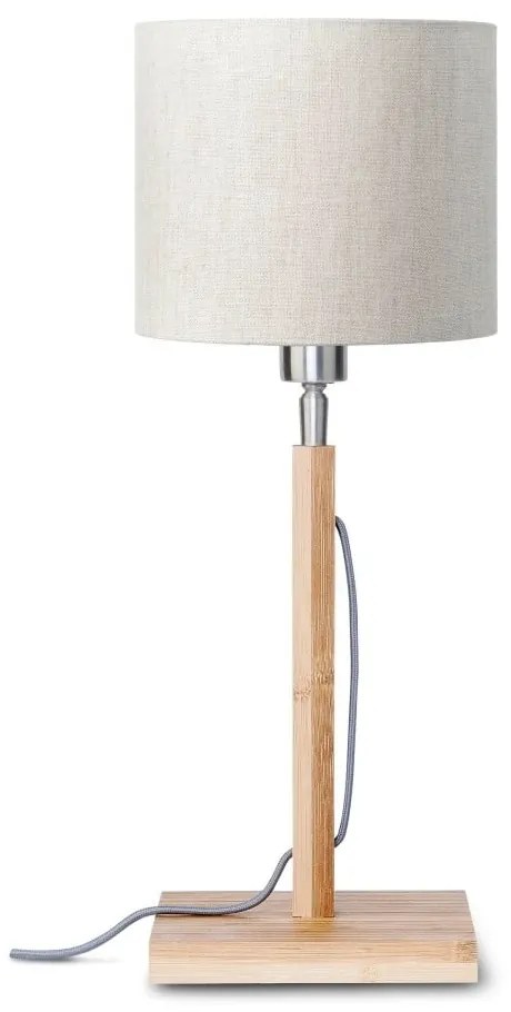 Stolní lampa se světle béžovým stínidlem a konstrukcí z bambusu Good&amp;Mojo Fuji