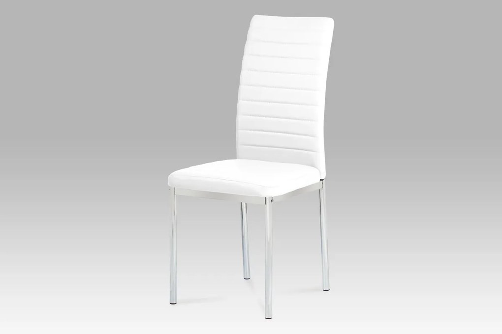 Artium Jídelní židle koženka bílá / chrom -  AC-1285 WT
