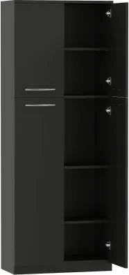 HOMCOM Minimalistická úložná skříň s 2 skříňkami a nastavitelnými vloženými policemi, černé dřevo, 59 x 31 x 155 cm