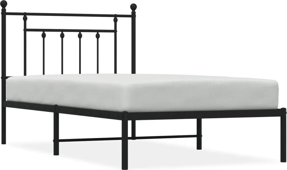 vidaXL Kovový rám postele s čelem 100 x 190 cm [353531] Barva: Bílá