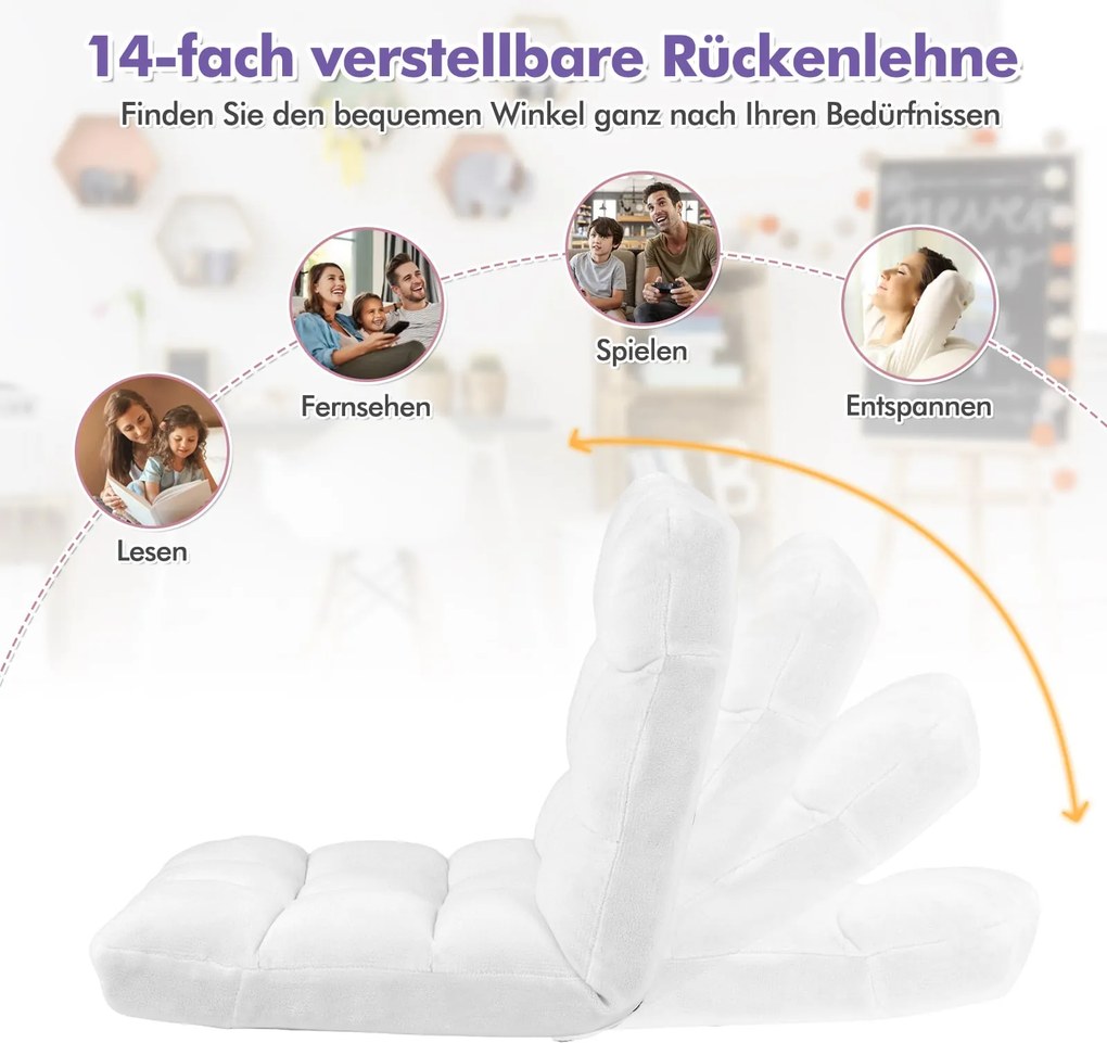 Costway Rozkládací křeslo Lazy Sofa Lazy Tatami Floor Cushion White