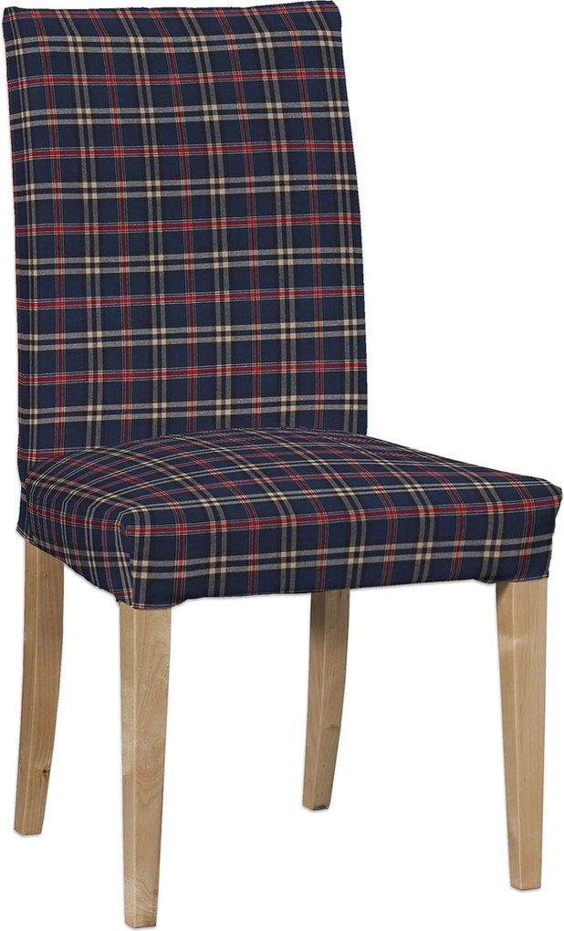 Potah na židli IKEA Henriksdal, krátký barva tmavě modrá látka vzorované