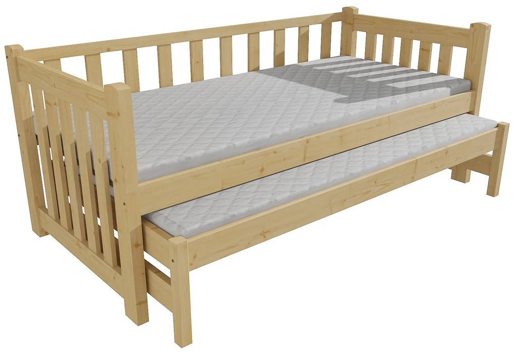 Vomaks Dětská postel s výsuvnou přistýlkou DPV 002 Rozměr: 80 x 180 cm, Barva: bezbarvý lak