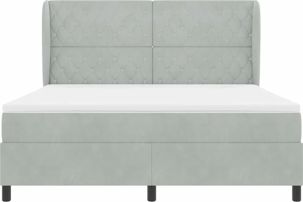 Postel s boxspringem s matrací Světle šedá 200 x 180 cm samet 3340886