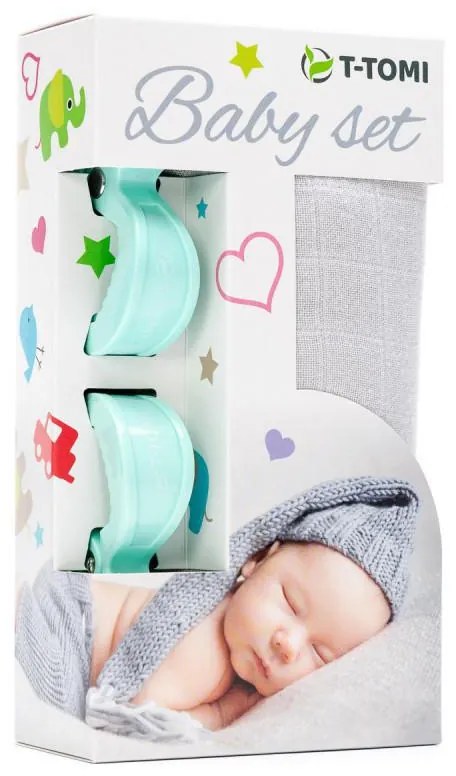 T-tomi Baby set - bambusová osuška + kočárkový kolíček Bierdie