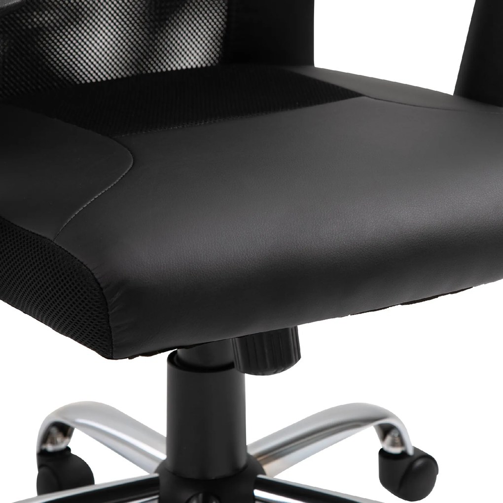 Ergonomická kancelářská židle Vinsetto s nastavitelnou výškou, funkcí houpání a područkami do 120 kg v černé barvě pro pohodlnou práci
