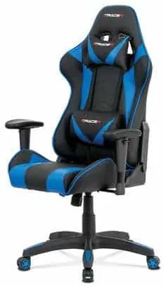 Autronic Kancelářská židle KA-F03 BLUE - modrá/černá koženka