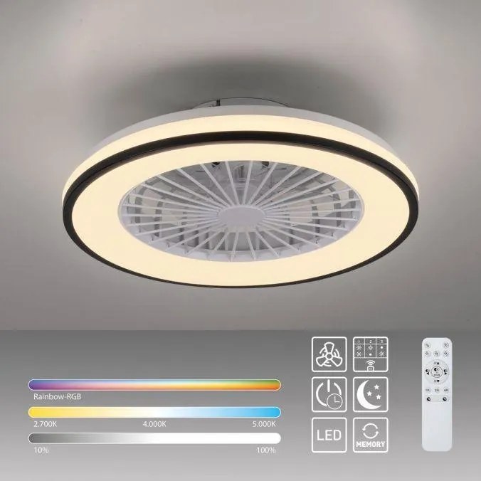 LD 14447-18 LED stropní ventilátor CCT RGB změna barev dálkový ovladač, RGB/2700-6500K - JUST LIGHT