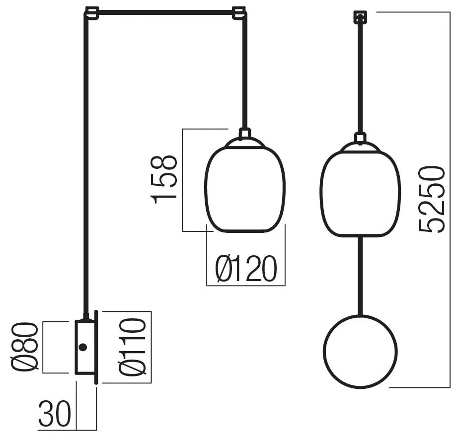 Redo group Redo Khadi, nástěnné/závěsné svítidlo z kouřového skla LED 6W, 3000K, průměr 12cm