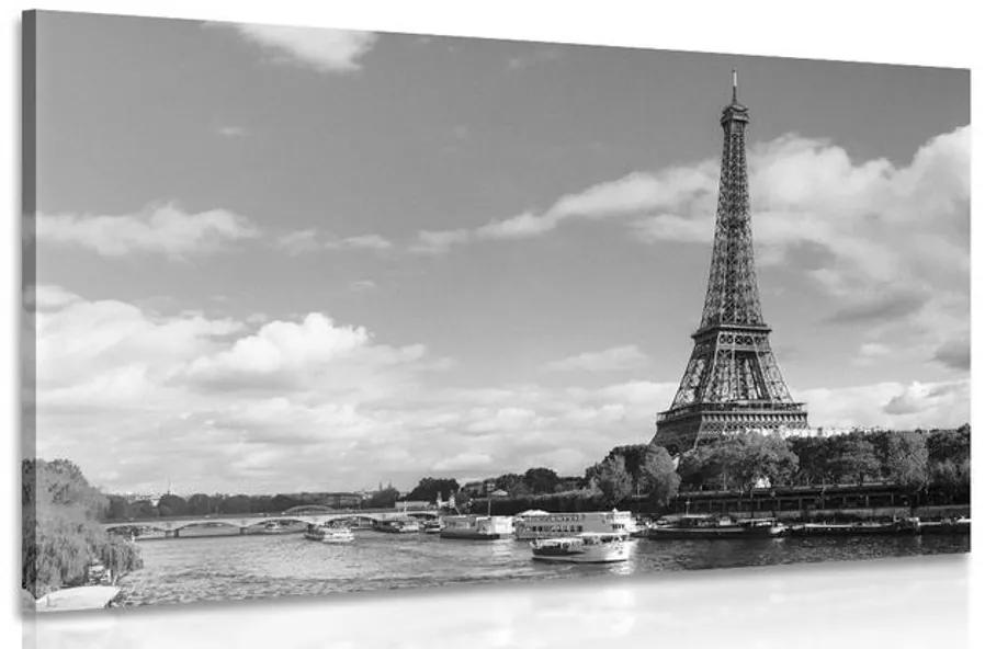 Obraz nádherní panorama Paříže v černobílém provedení - 120x80 cm