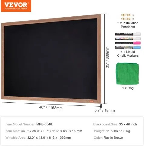 Magnetická tabule, závěsné cedule s křídami a gumou – MPB-3546
