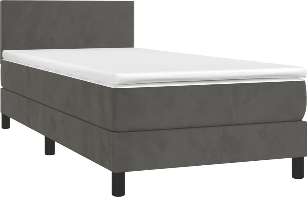 Box spring postel s matrací tmavě šedá 100x200 cm samet 3141168