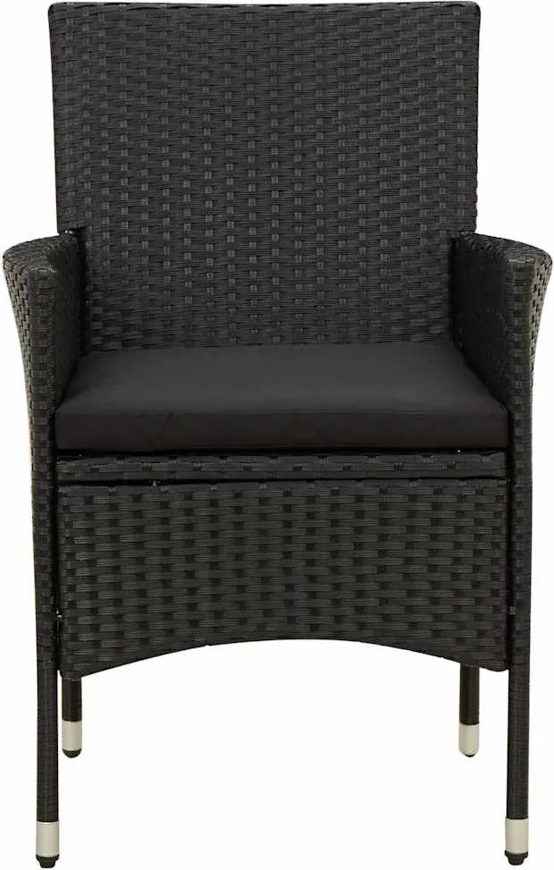 9dílný zahradní jídelní set s poduškami polyratan černý 3094870