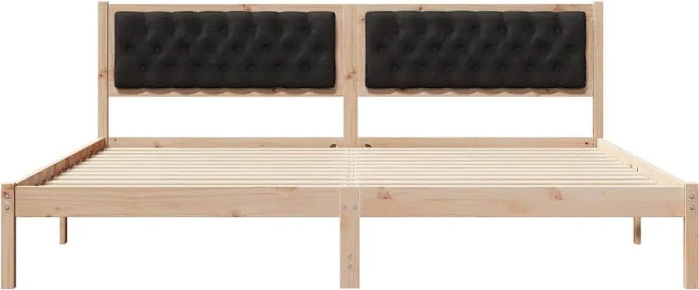 Rám postele s čelo Černá 200 x 200 cm Masivní borové dřevo 3394235