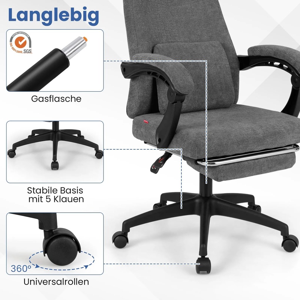 Costway Ergonomická kancelářská židle s výsuvnou opěrkou nohou a nastavitelným