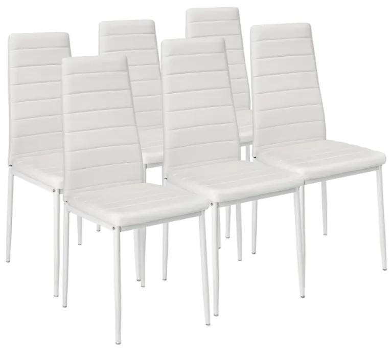 Tectake 6 Jídelních židlí, syntetická kůže bílá