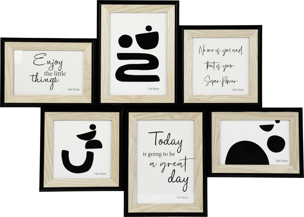 FALC Multirám v BOHO stylu na 6 fotek, černý, 10 x 15 cm