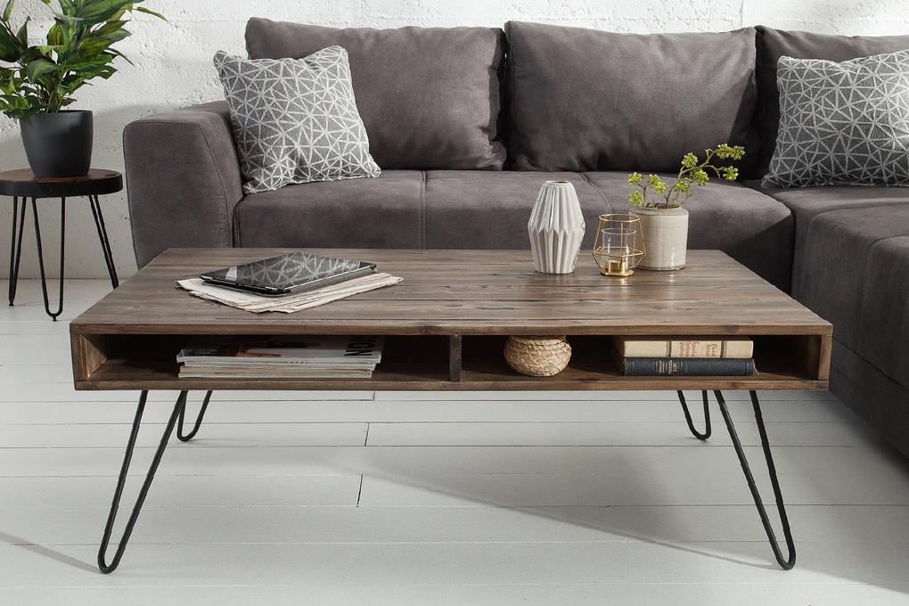 Noble Home Konferenční stolek Corpius, 110 cm, šedá akácie