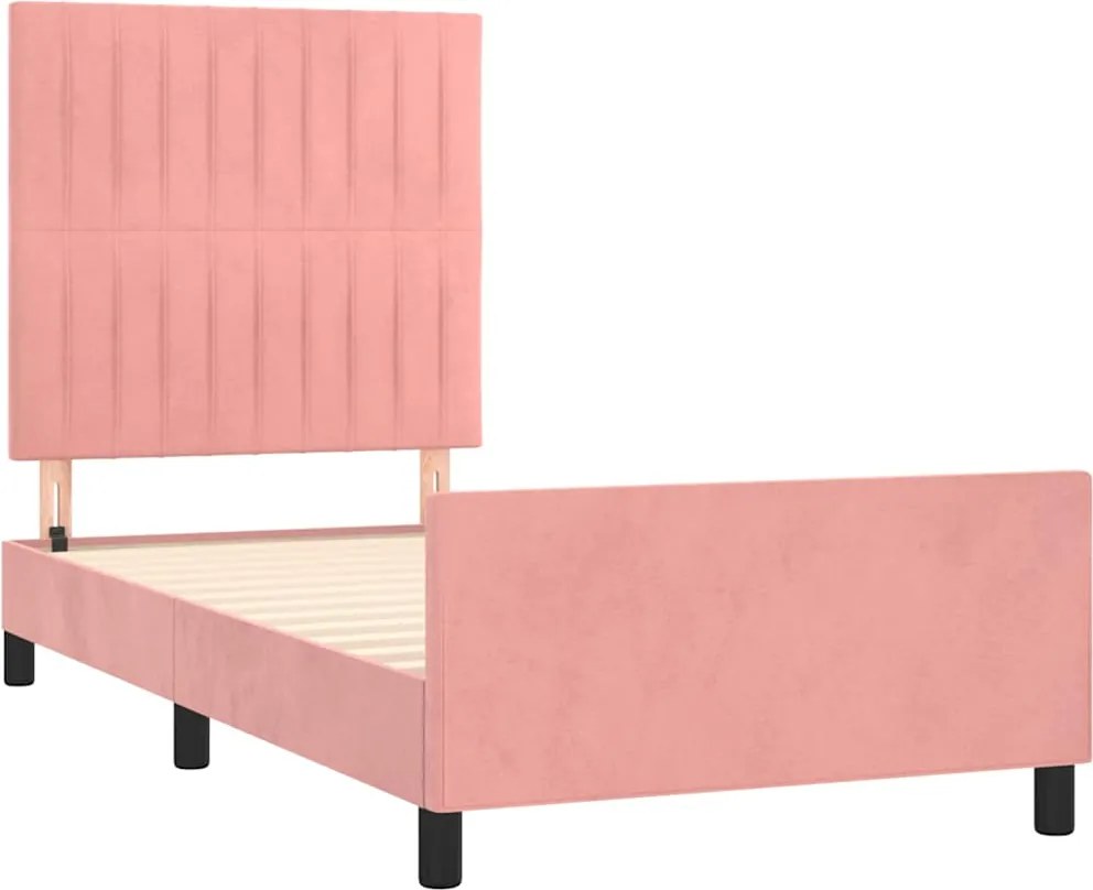 Rám postele s čelem růžový 90x190 cm samet 3125854