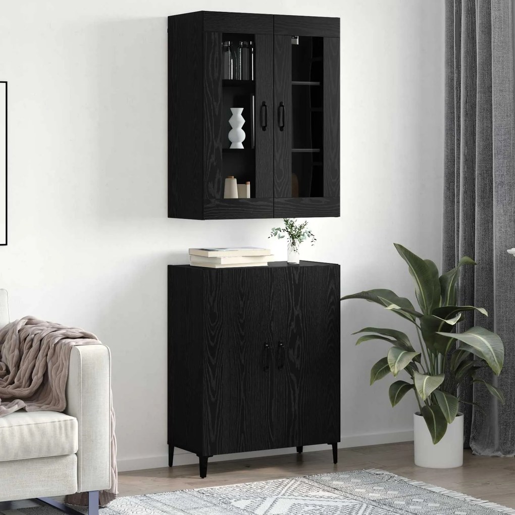 Vysoký bufet 2 ks Černý dub 69,5 x 34 x 180 cm Kompozitní dřevo 3394589