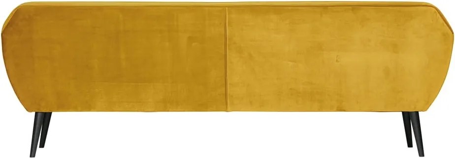 Žlutá sametová pohovka WOOOD Rocco, 230 cm