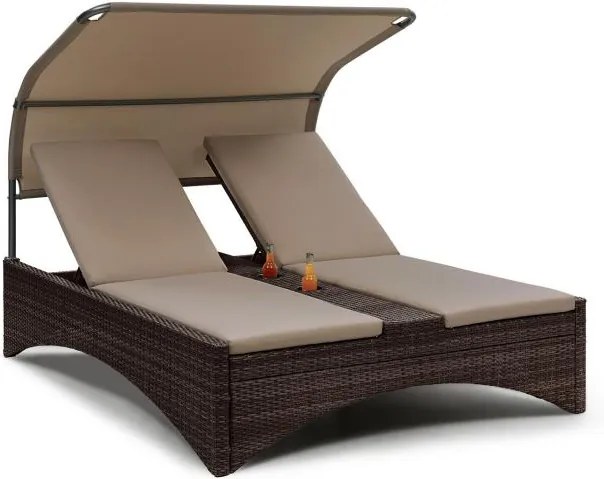 Blumfeldt Eremitage Double Lounger, lehátko pro 2 osoby, hliníkový rám/ratan, hnědé