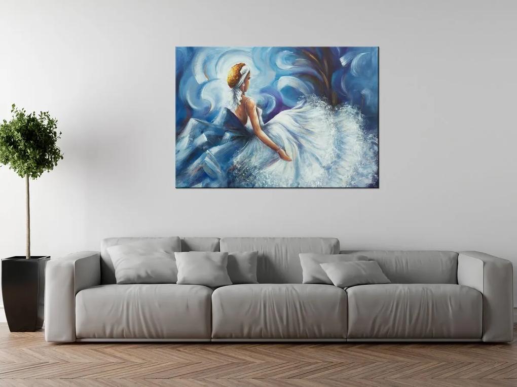 Gario Ručně malovaný obraz Modrá dáma během tance Rozměry: 100 x 70 cm