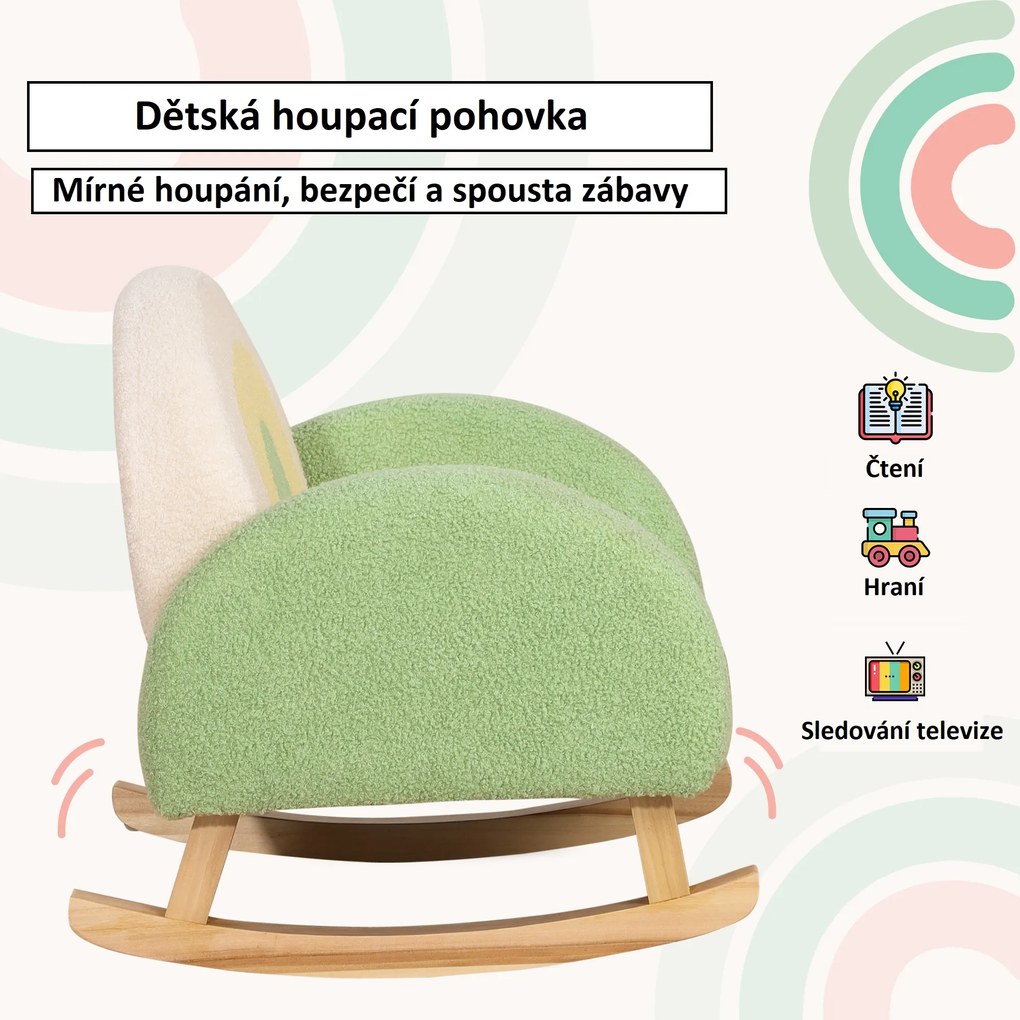 HOMCOM Dětské křeslo houpací, béžovo-zelené 310-056GN