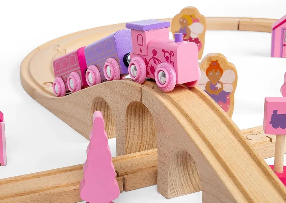 Bigjigs Rail Dřevěná vláčkodráha osmička pro princezny, 35 dílů