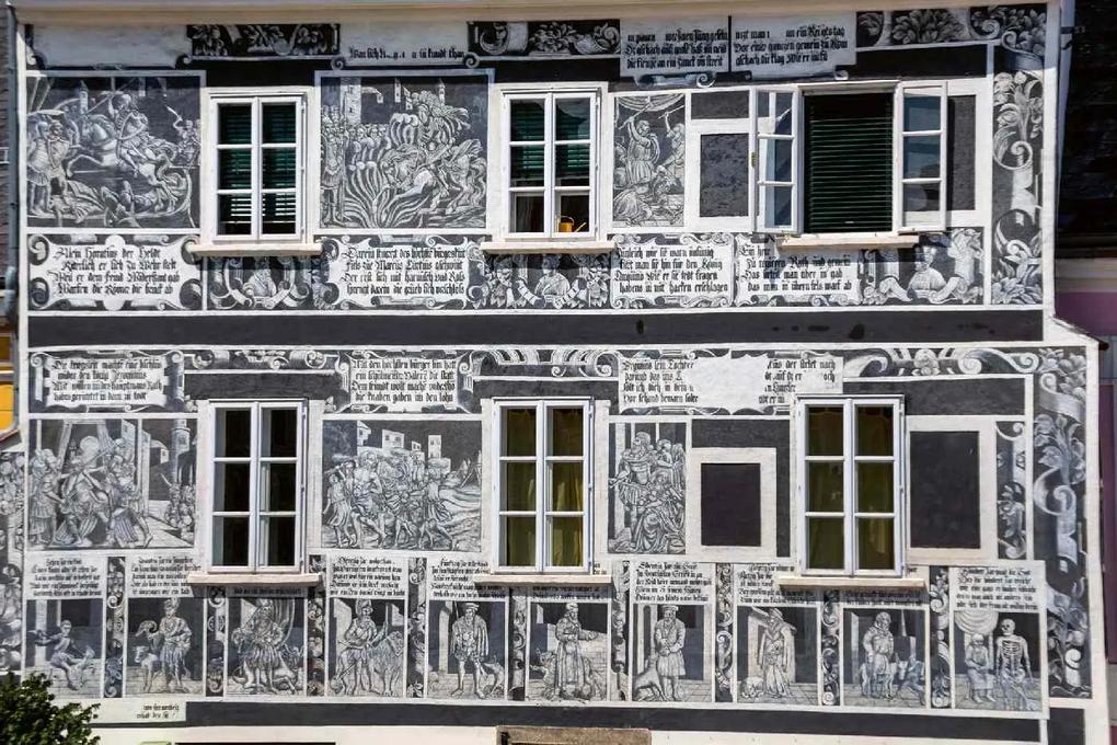 DIMEX | Samolepicí vliesová fototapeta na zeď Rakouský dvůr MA-5-0819 | 375 x 250 cm | bílá, černá, šedá