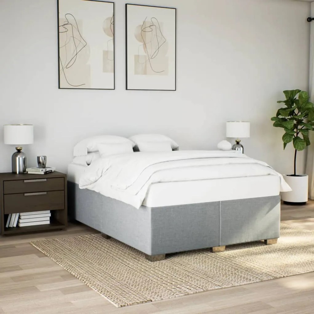 Rám postele bez matrace světle šedý 140 x 200 cm textil 3284478