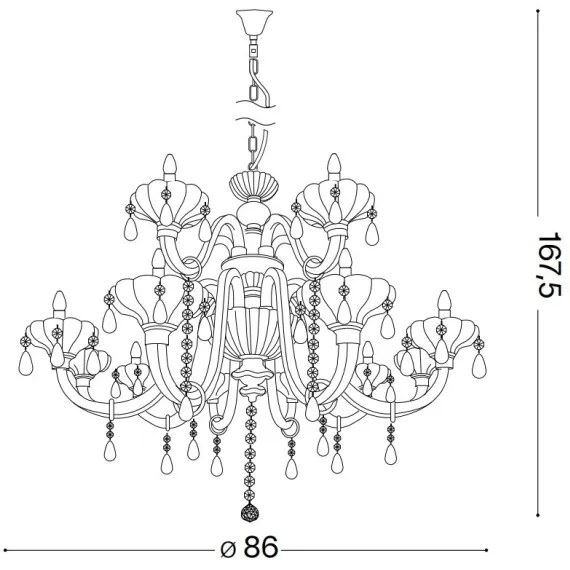 Ideal Lux - Křišťálový lustr na řetězu CONTINENTAL 12xE14/40W/230V pr. 86cm čirá