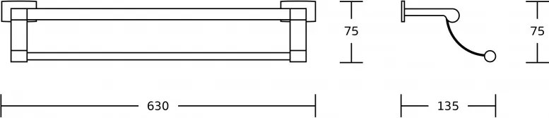 Mexen příslušenství, ZOJA 2-věšák na ručníky, chromová, 7019125-00