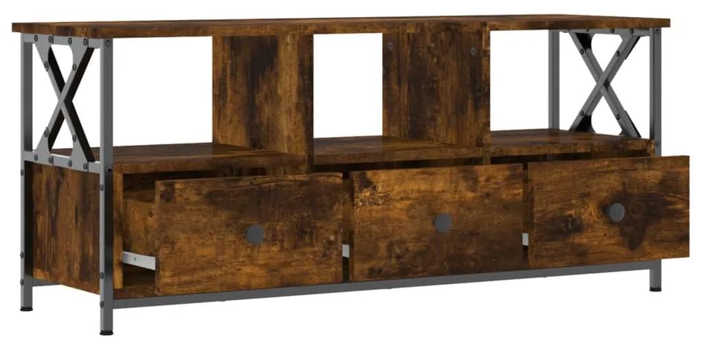 TV skříňka kouřový dub 102x33x45 cm kompozitní dřevo a železo